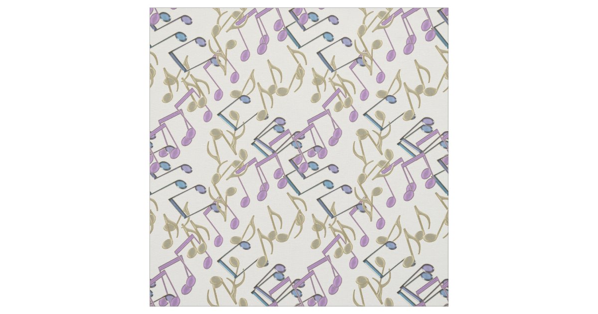 Pastel Chain Link Music Notes Pattern Fabric | Zazzle