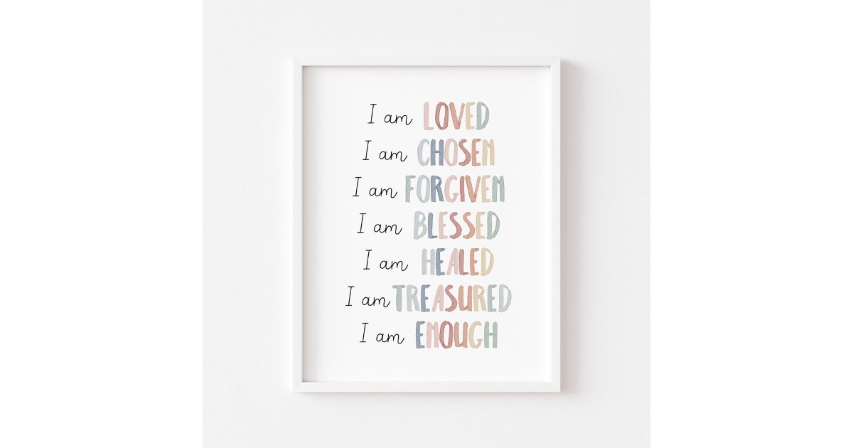 Pastel Christian kids affirmation poster | Zazzle
