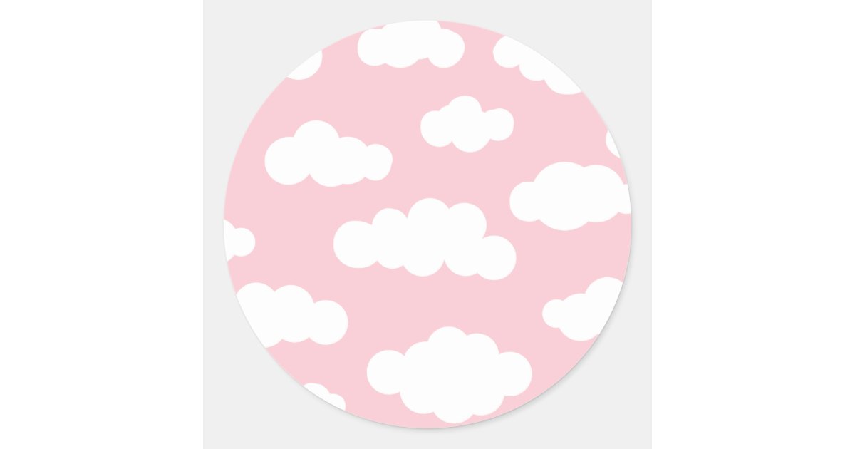 Pastel Clouds Asthetic White And Pink Art Classic Round Sticker | Zazzle