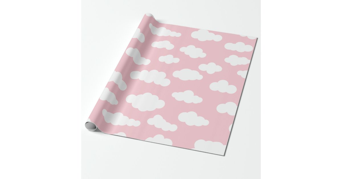 Pastel Clouds Asthetic White And Pink Art Wrapping Paper | Zazzle