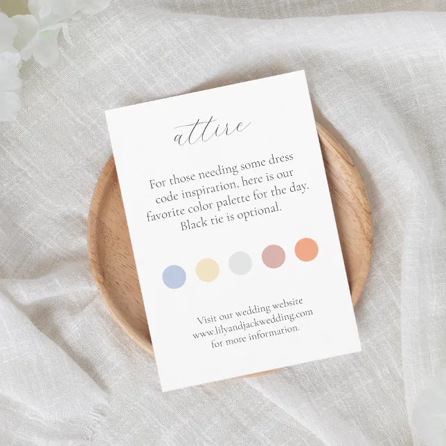 Pastel Color Dot Wedding Attire Dress Code Enclosure Card | Zazzle