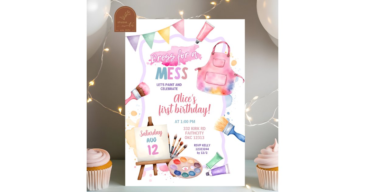 Pastel Color Dress For a Mess Birthday party Invitation | Zazzle