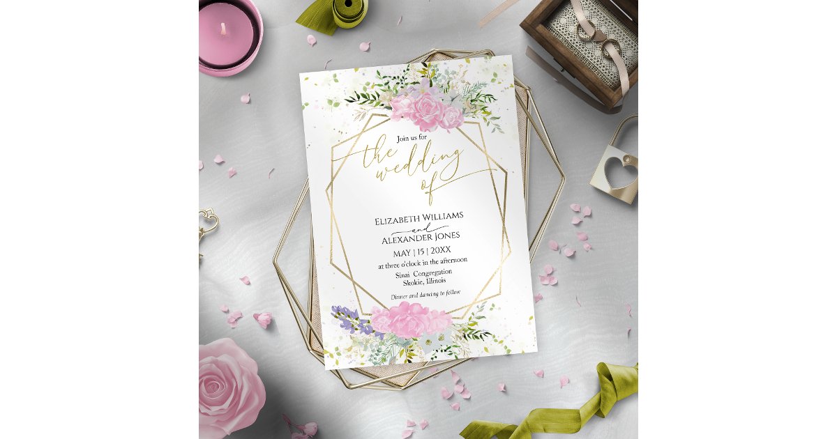 Pastel Color Wildflower Spring Photo Wedding Invitation | Zazzle