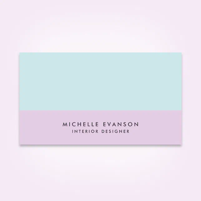 Pastel Colorblock Purple and Aqua Blue Minimalist Business Card | Zazzle