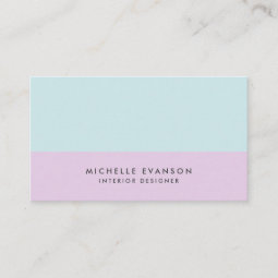 Pastel Colorblock Purple and Aqua Blue Minimalist Business Card | Zazzle