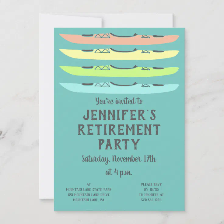 Pastel Colored Kayaks Kayaking Themed Party Invitation | Zazzle