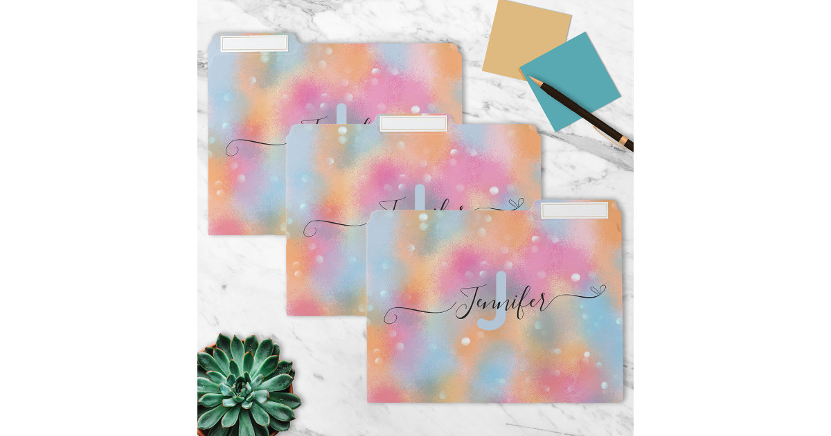Pastel Colorful Girly Trendy Modern Chic Fancy File Folder | Zazzle