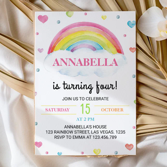 Pastel Colorful Rainbow Birthday Invitation | Zazzle