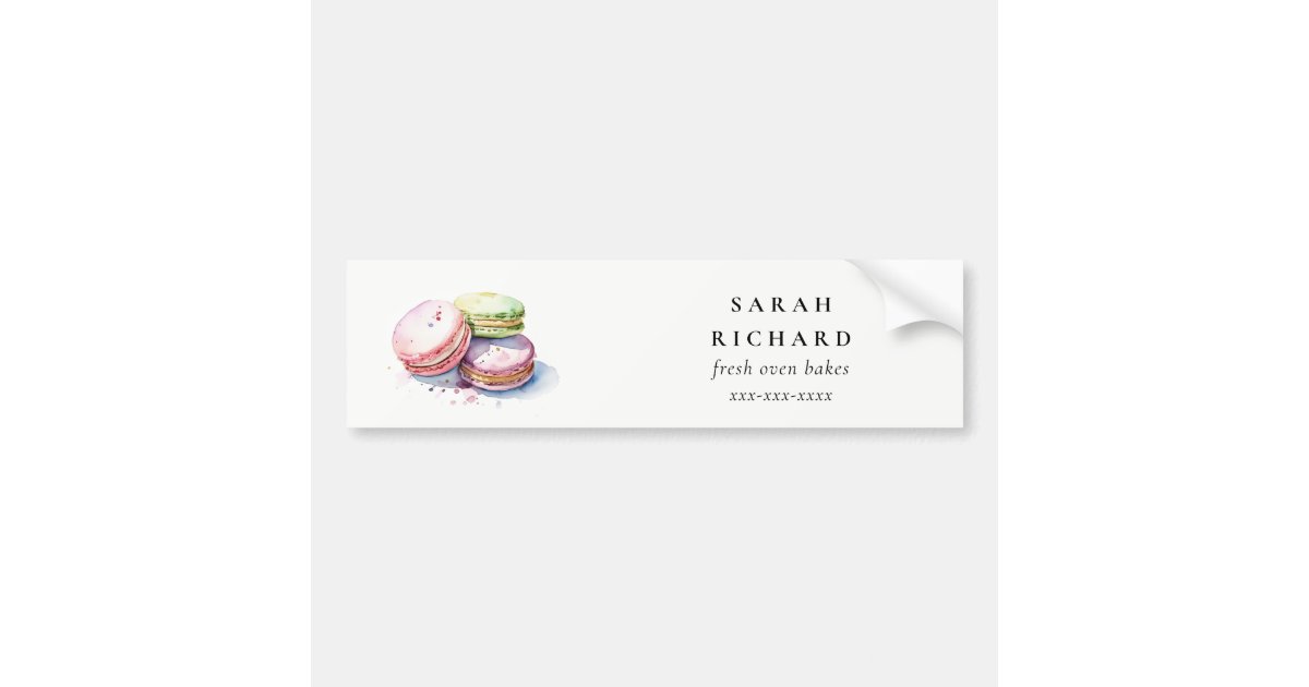 Pastel Colorful Watercolor French Macarons Bakery Bumper Sticker | Zazzle