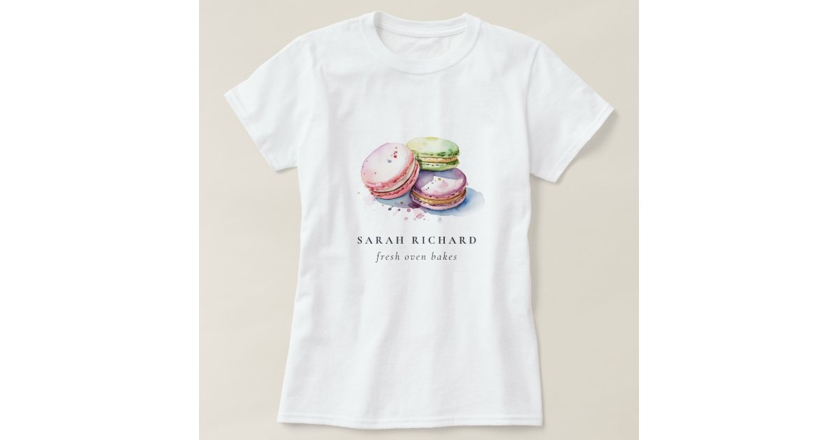 Pastel Colorful Watercolor French Macarons Bakery T-Shirt | Zazzle
