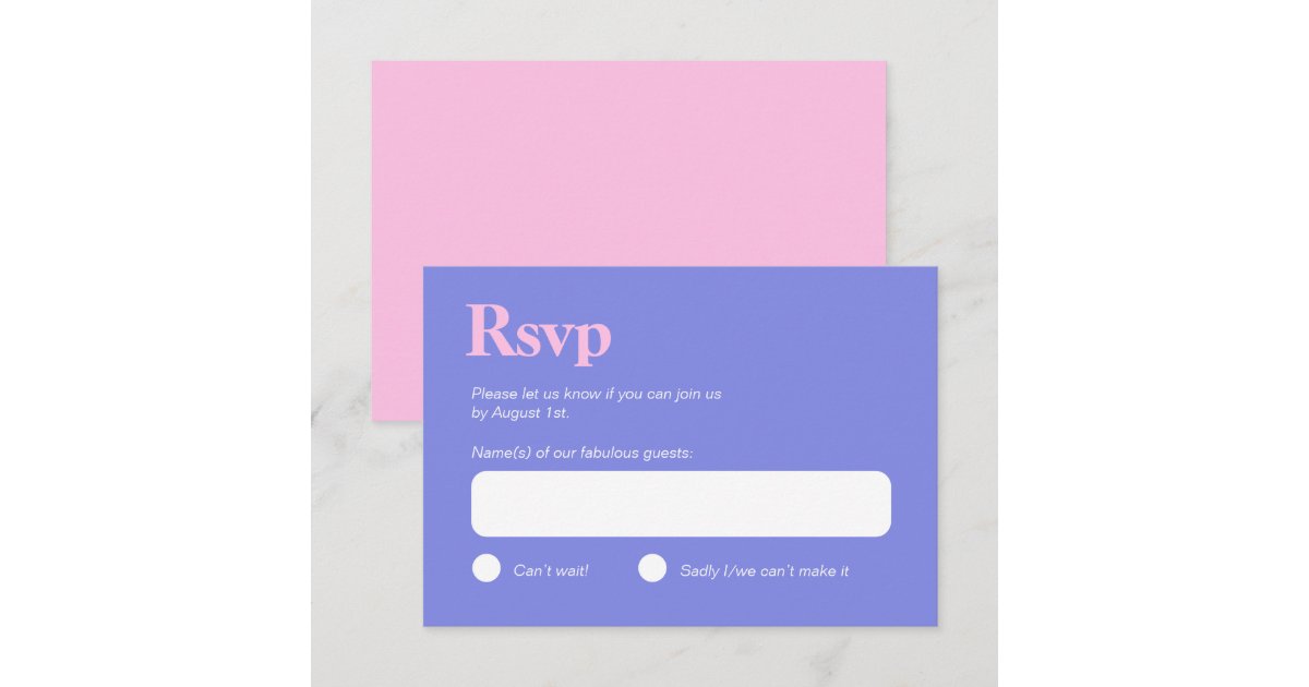 Pastel Colors Blue and Pink Minimalist RSVP Card | Zazzle