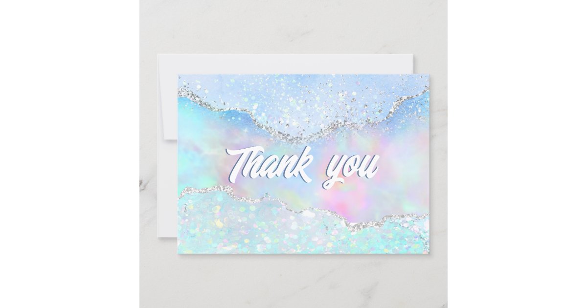 pastel colors faux glitter Thank you card | Zazzle