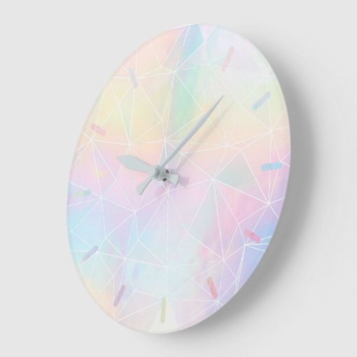 pastel colors geomettric design large clock | Zazzle