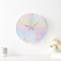 pastel colors geomettric design large clock | Zazzle