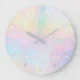 pastel colors geomettric design large clock | Zazzle