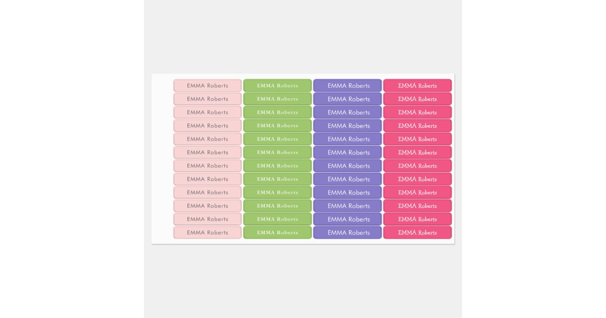 Pastel Colors Girls Iron on Name label | Zazzle