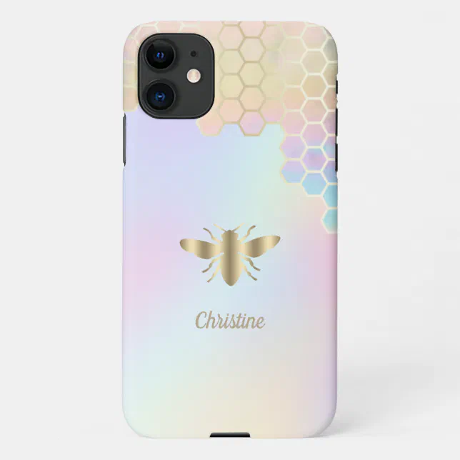 pastel colors honeycomb bee iPhone case | Zazzle