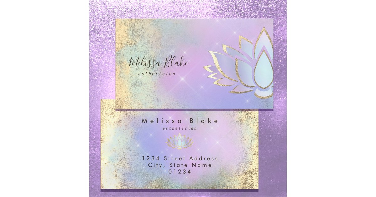 pastel colors lotus design business card | Zazzle