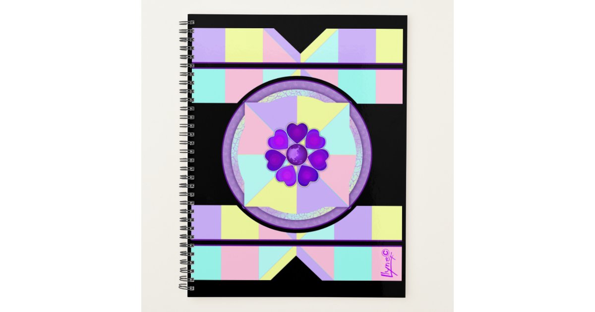 Pastel colors & purple hearts beating planner | Zazzle