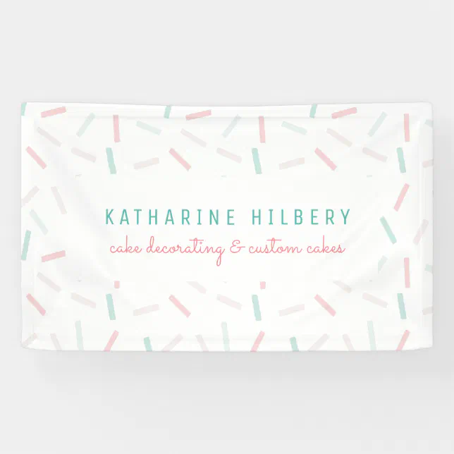 Pastel Colors Sprinkles White Cake Decorating Banner | Zazzle