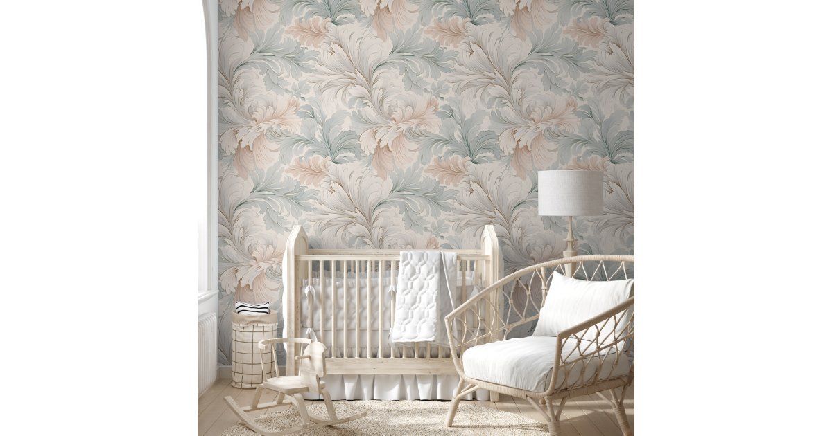 Pastel colors vintage baroque floral pattern wallpaper | Zazzle