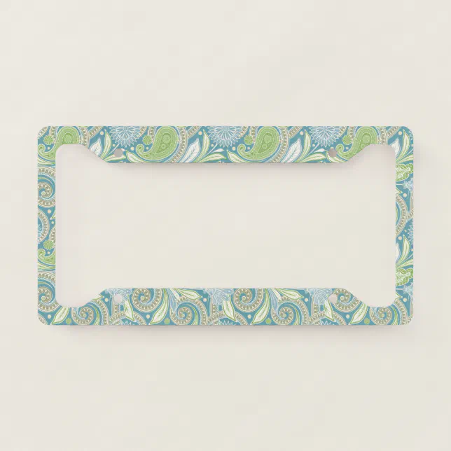 Pastel Colors Vintage Ethnic Paisley Pattern License Plate Frame | Zazzle