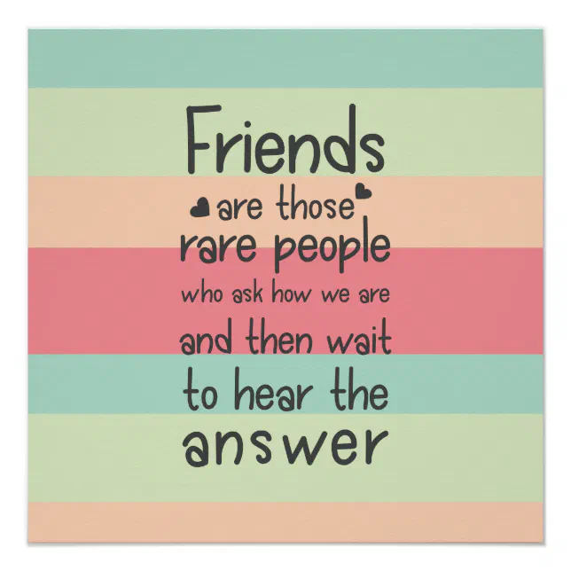 Pastel Cute Friends rare Friendship Quote Stripes Poster | Zazzle