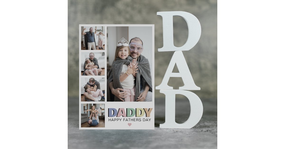 Pastel Daddy 5 Photo Fathers Day Card | Zazzle