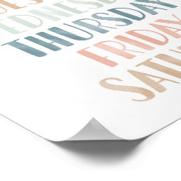 Pastel Days of the Week Classroom Decor | Zazzle