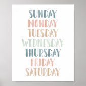Pastel Days of the Week Classroom Decor | Zazzle