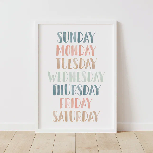 Pastel Days of the Week Classroom Decor | Zazzle
