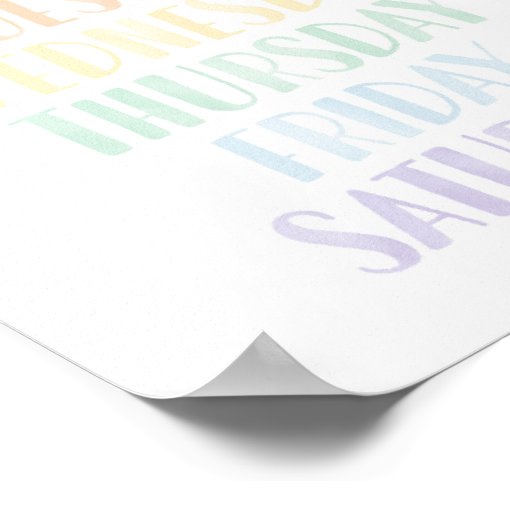 Pastel Days of the Week Educational Poster | Zazzle