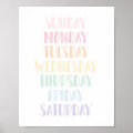 Pastel Days of the Week Educational Poster | Zazzle