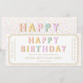 Pastel Dot Happy Birthday Gift Voucher Card | Zazzle