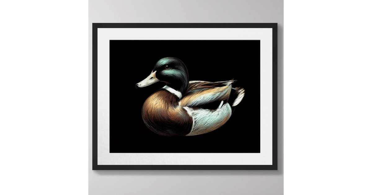 Pastel Drawing Duck Decoy Poster | Zazzle