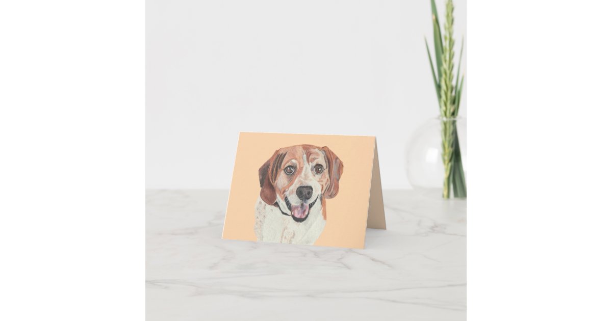 Pastel Drawing Happy Beagle Greeting Card | Zazzle