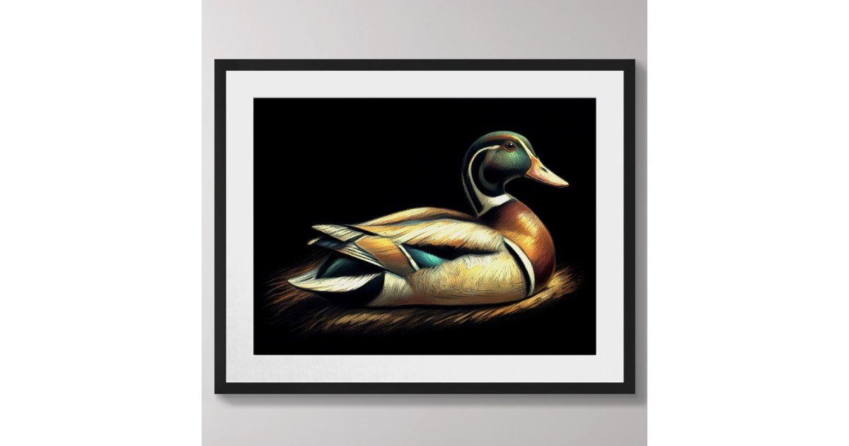 Pastel Drawing Mallard Duck Decoy Poster | Zazzle