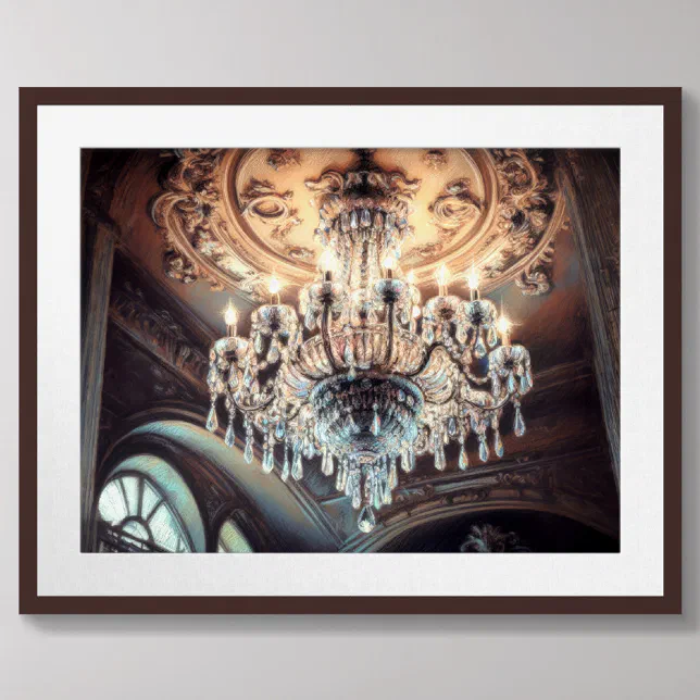 Pastel Drawing of Architecture Ornate Chandelier Poster | Zazzle
