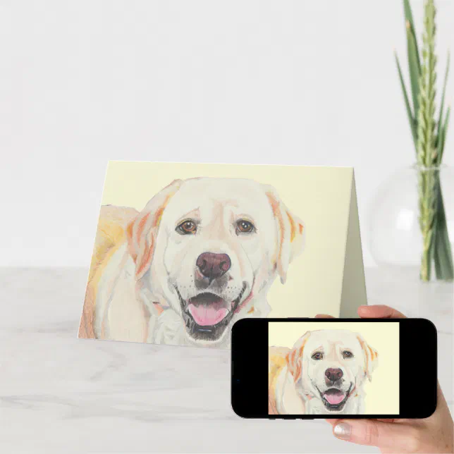 Pastel Drawing Yellow Lab Greeting Card | Zazzle