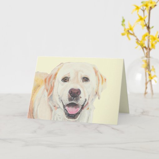 Pastel Drawing Yellow Lab Greeting Card | Zazzle