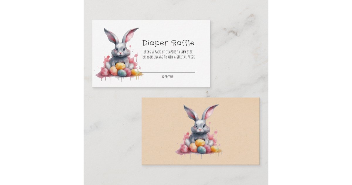 Pastel Easter Bunny and Eggs Diaper Raffle Business Card | Zazzle