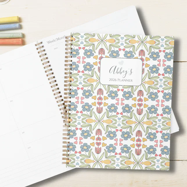 Pastel Floral & Heart Planner for Teens & Tweens | Zazzle