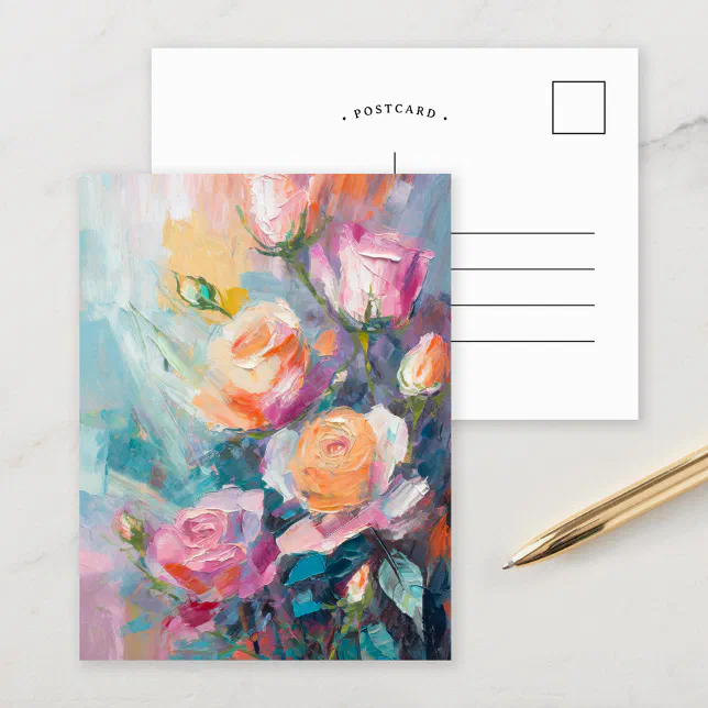 Pastel Floral Modern Impressionist Painting Postcard | Zazzle