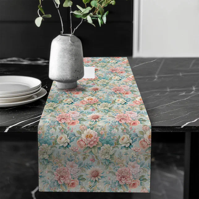 Pastel Floral Table Runner in Rococo Fashion | Zazzle