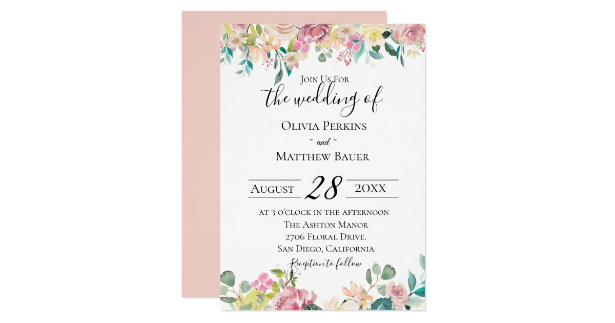 Pastel Floral Wedding Invitation | Zazzle.com