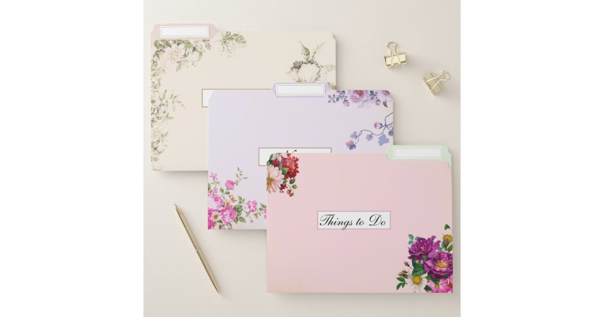 Pastel Floral Wedding Organizer Folders | Zazzle