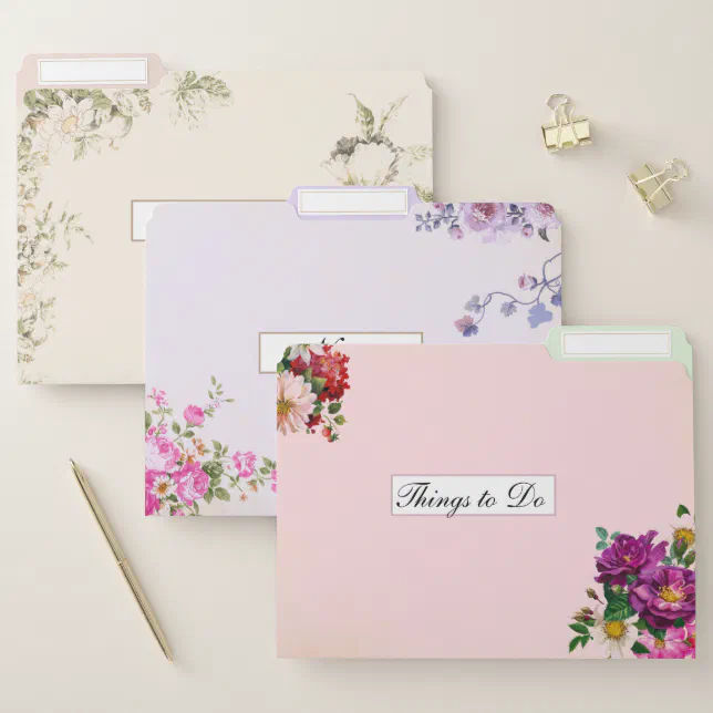 Pastel Floral Wedding Organizer Folders | Zazzle