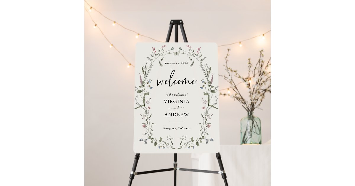 Pastel Floral Wedding Sign | Zazzle