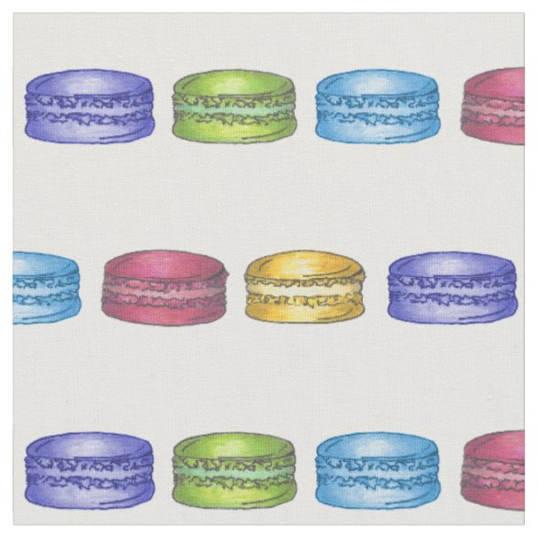 Pastel French Macaron Cookie Pattern Fabric | Zazzle