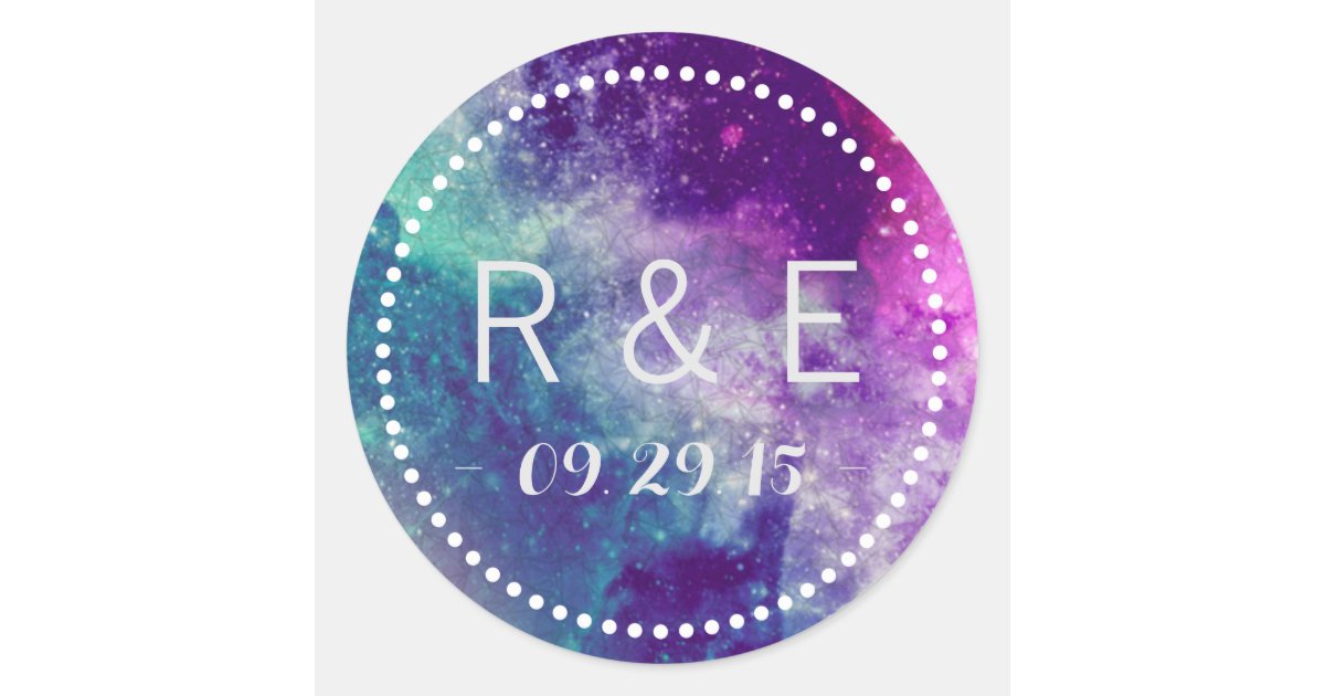 Pastel Galaxy Wedding Favor Stickers | Zazzle